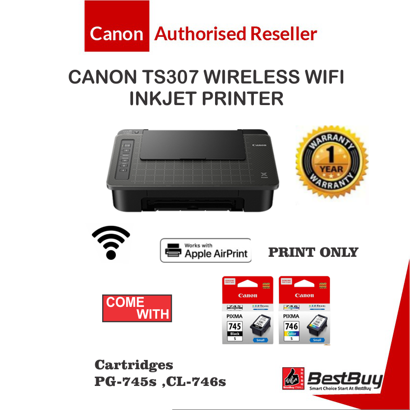 Canon Pixma TS307 Single Function Wireless Printer With Smartphone Copy ...