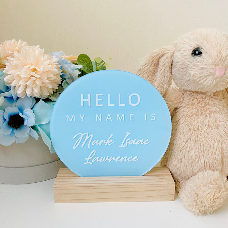 Baby Name Acrylic Sign/ Newborn Birth Sign/ Baby Gift Set/ Milestone ...