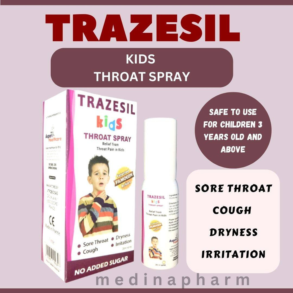 Trazesil Kids Throat Spray 20ml (3 YEARS AND ABOVE) (HONEY SWEET TASTE ...