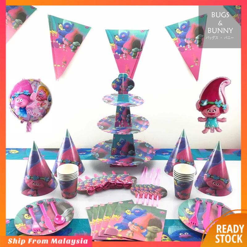 🔥Ready Stock🔥Trolls Theme Birthday Party Decoration Set Trolls Birthday ...
