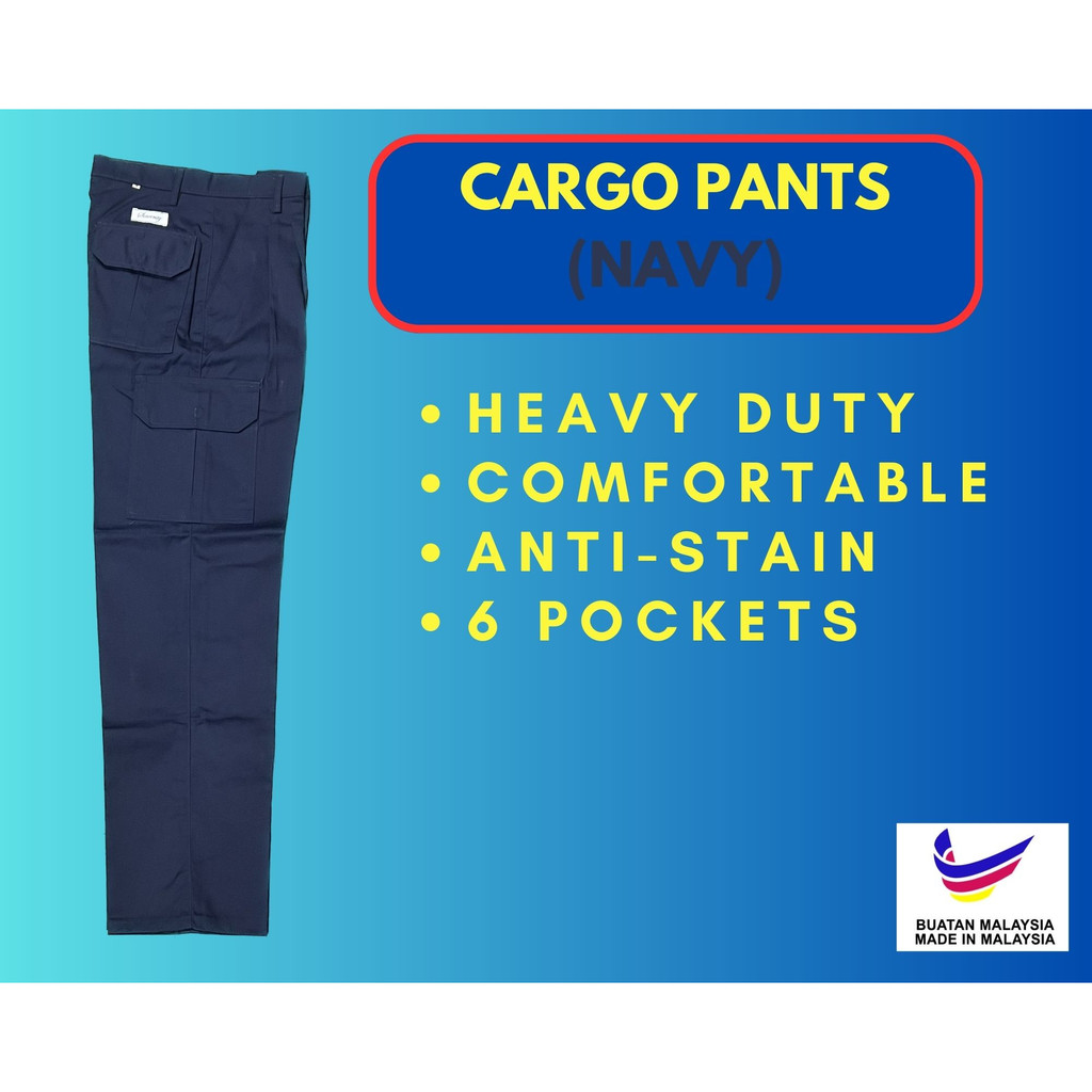 SELUAR KERJA BIRU TUA / SELUAR KARGO / SELUAR TACTICAL / CARGO PANT ...