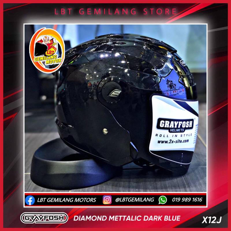 GRAYFOSH X12J AeroForce Helmets [Diamond Dark Blue] | Shopee Malaysia