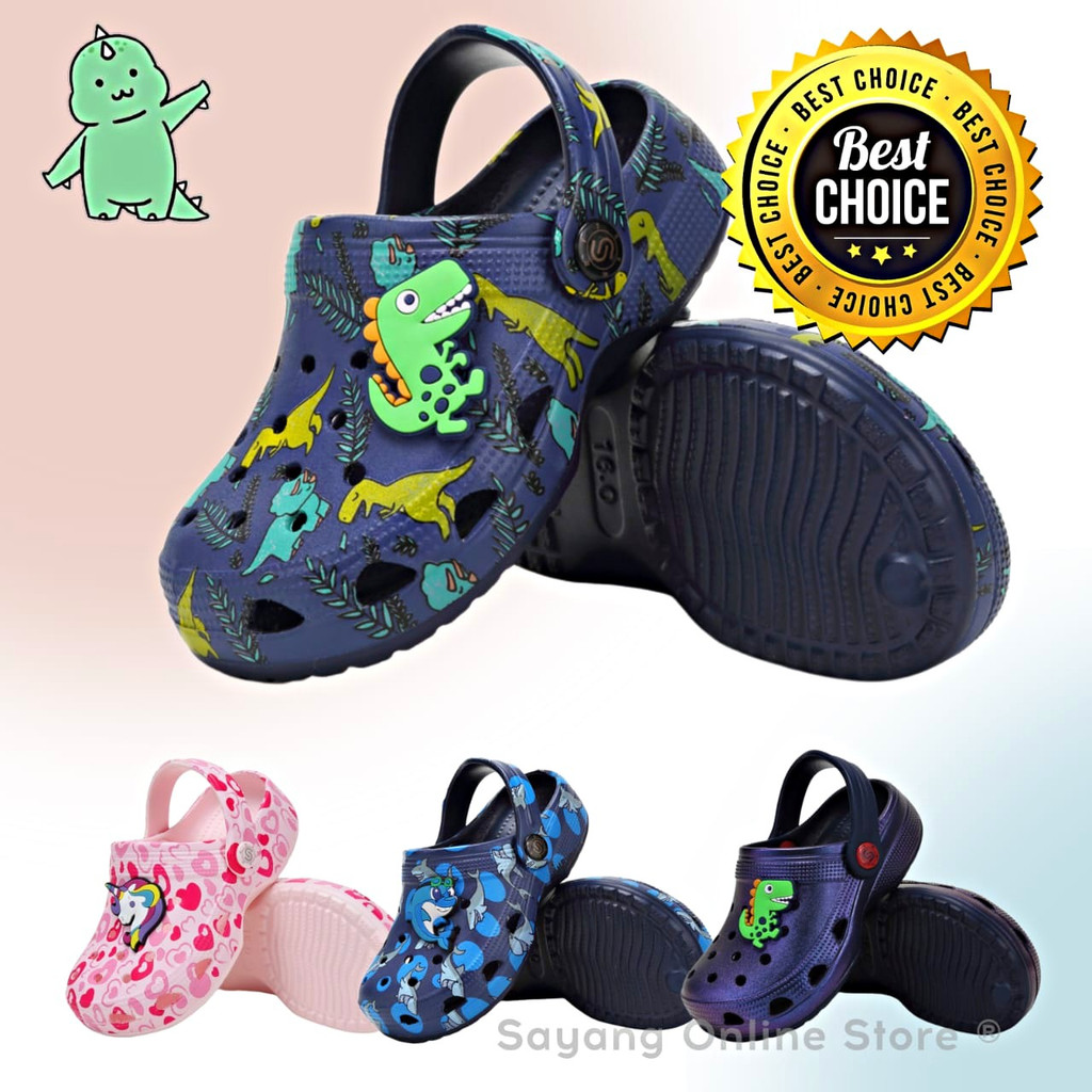 Ready Stock MC Kid Sandal Boy Girl Clog Shoe Princess Dino Shark Kasut ...