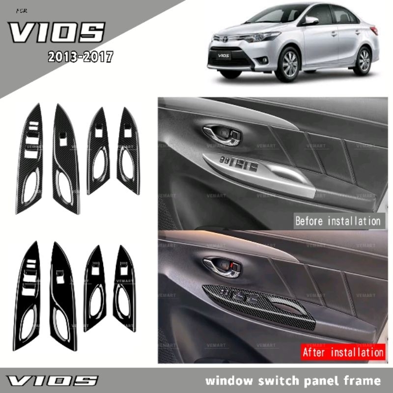 Vemart toyota vios ncp 150 carbon fiber window switch panel frame cover ...