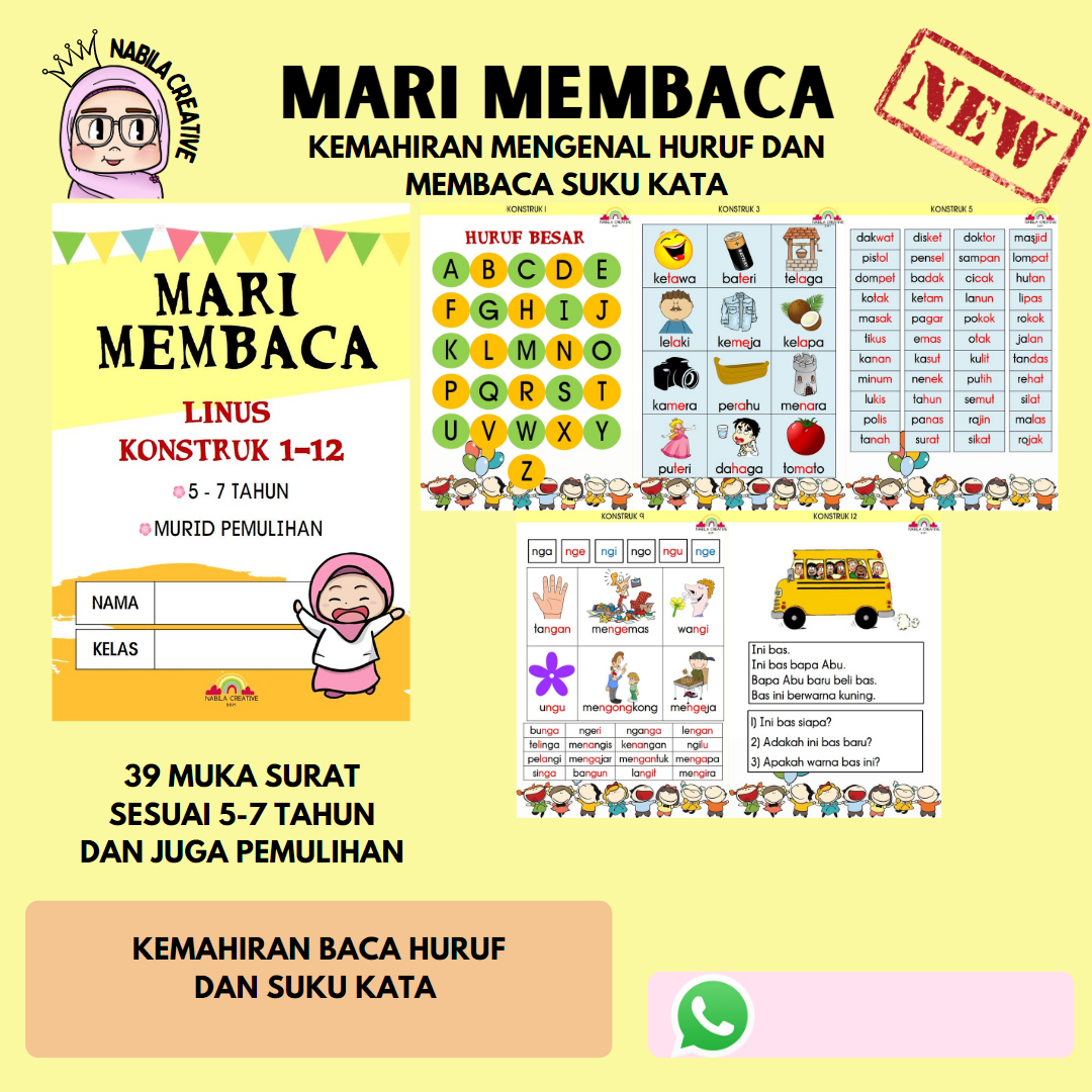 [BELAJAR] MODUL MARI MEMBACA BAHASA MELAYU BUKU BACAAN HURUF, SUKU KATA ...