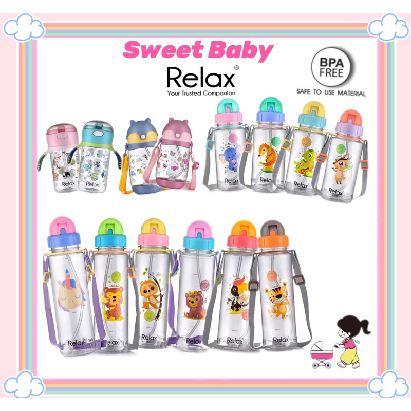 Relax Tritan Kids Water Bottle with straw (350ml / 400ml / 550ml) Baby bottle | Shopee Malaysia