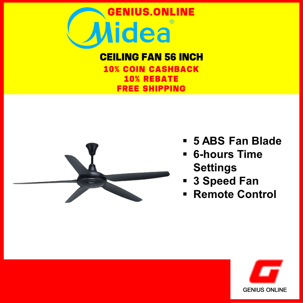 Midea 5 Blade Ceiling Fan with Remote (56") MFC-140CJR | Shopee Malaysia