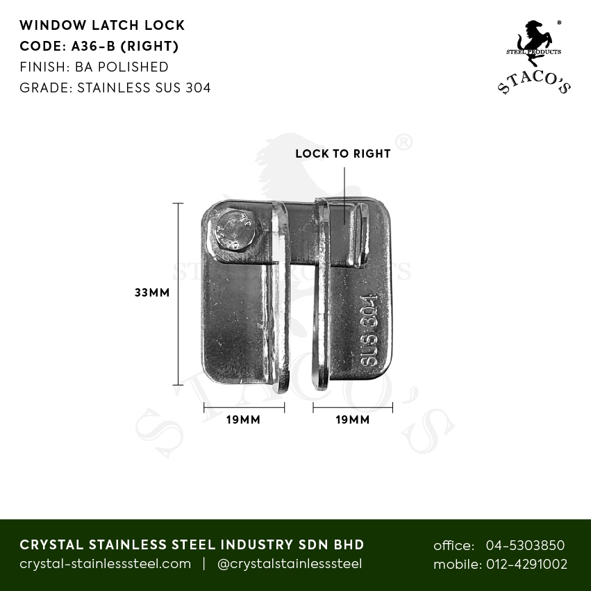 STACOS Stainless Steel 304 Left Right Lock Door Swivel Bolt Swing Bolt ...