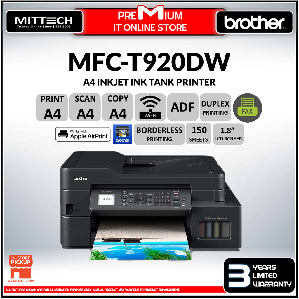 Brother MFC-T920DW A4 All in One Wireless Colour Inkjet Printer ...