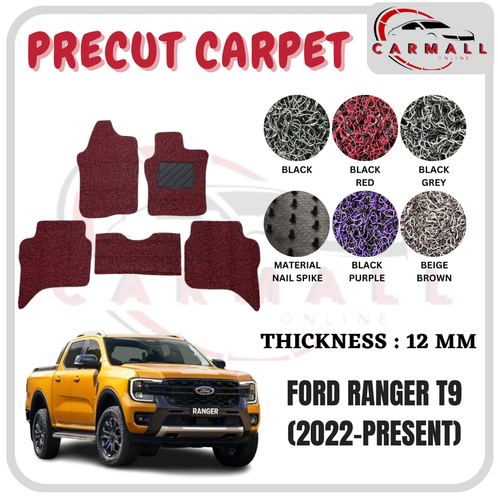 Ford Ranger 2022 T9 Precut Car Carpet 5 pcs(set) Karpet Kereta Nail ...