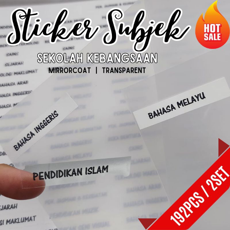 192pcs-2set Sticker Label Subjek Sekolah Kebangsaan / Label ...