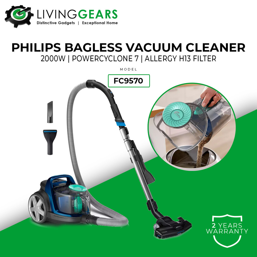Philips PowerPro Bagless EPA 10 Filter Vacuum Power Cyclone ( FC9350 ...