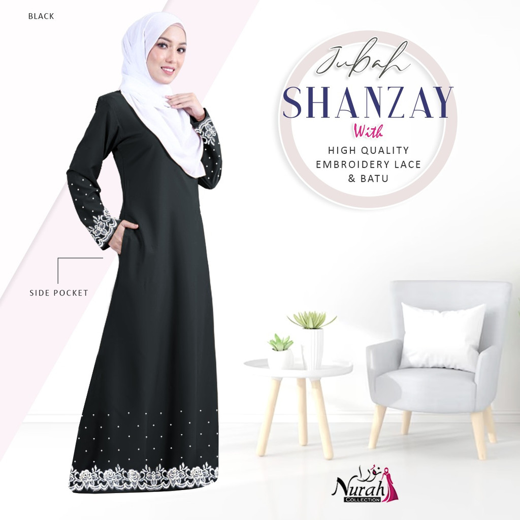 High Quality Stylish Jubah Muslimah Side Pocket With Front Embroidery ...
