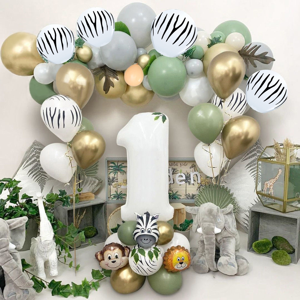 44pcs Animal Theme Balloon Set for Boy Retro Green Birthday Party ...