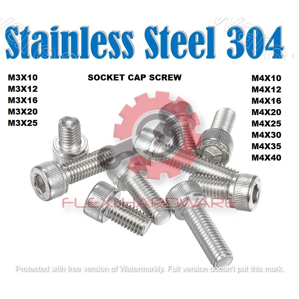 M3 M4 Cap Head Screws 304 Stainless Steel SHINY SURFACE Allen Bolt Hex ...