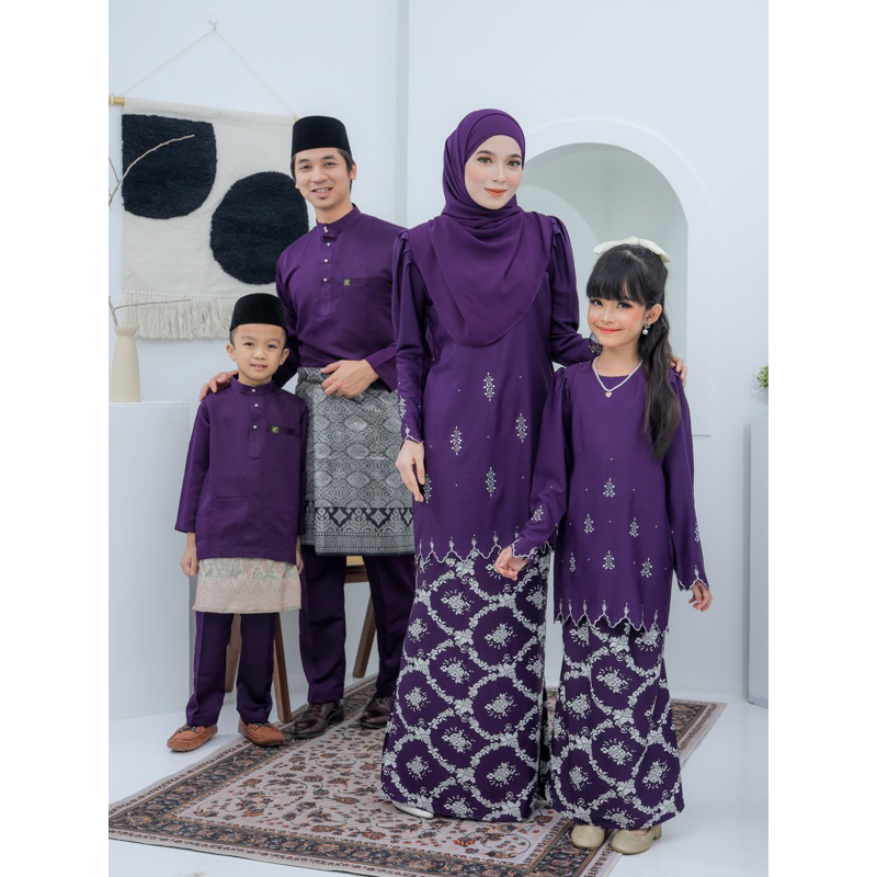 SET FAMILY RAYA 2024 SONGKET SOFEA DARK PURPLE | Shopee Malaysia