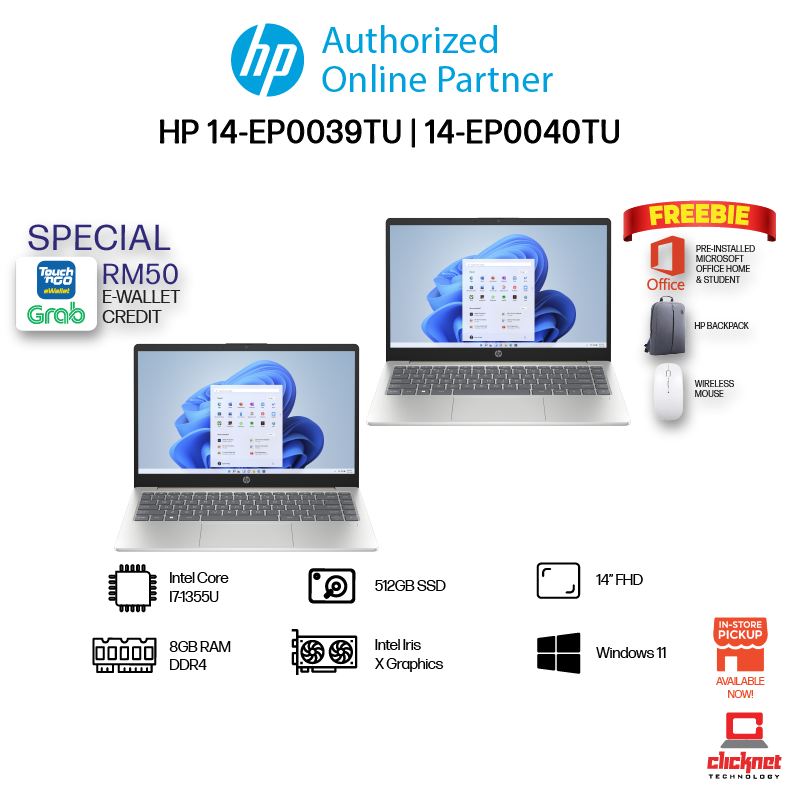 HP 14-EP0039TU/14-EP0040TU LAPTOP ( i7-1355U, 8GB, 512GB SSD, Intel, 14 ...