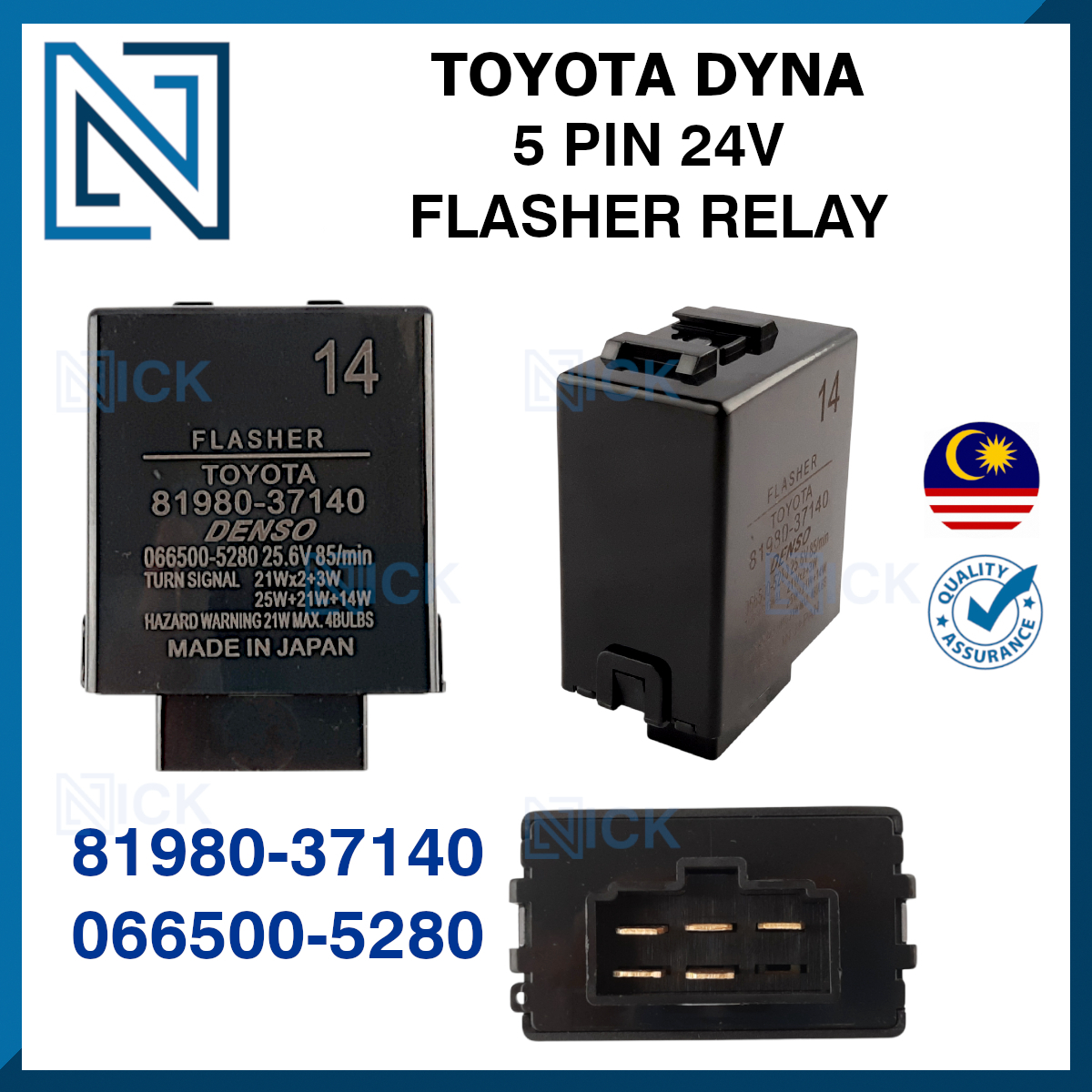 TOYOTA DYNA HINO DUTRO 5 PIN 24V Flasher Unit Signal Relay for LED ...