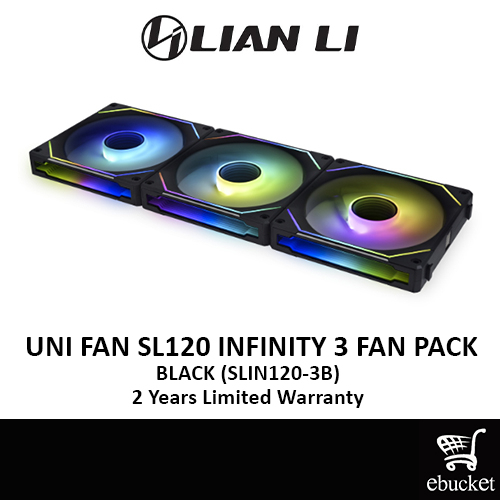 LIAN LI SL120-3 UNI FAN INFINITY ARGB 120mm PWM FAN(3 FAN PACK) - BLACK ...