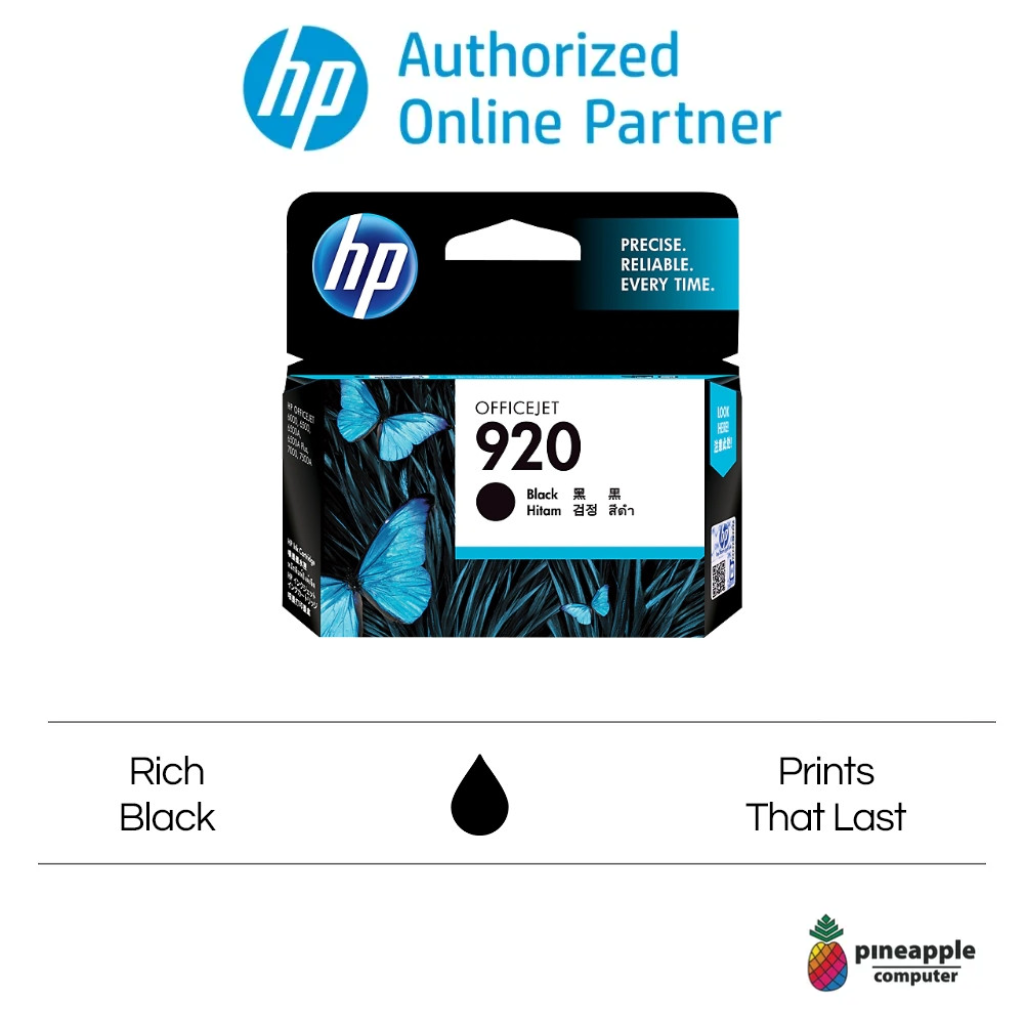 HP 920 Black Original Ink Cartridge (CD971AA), For 7500A–E910a/7000 ...