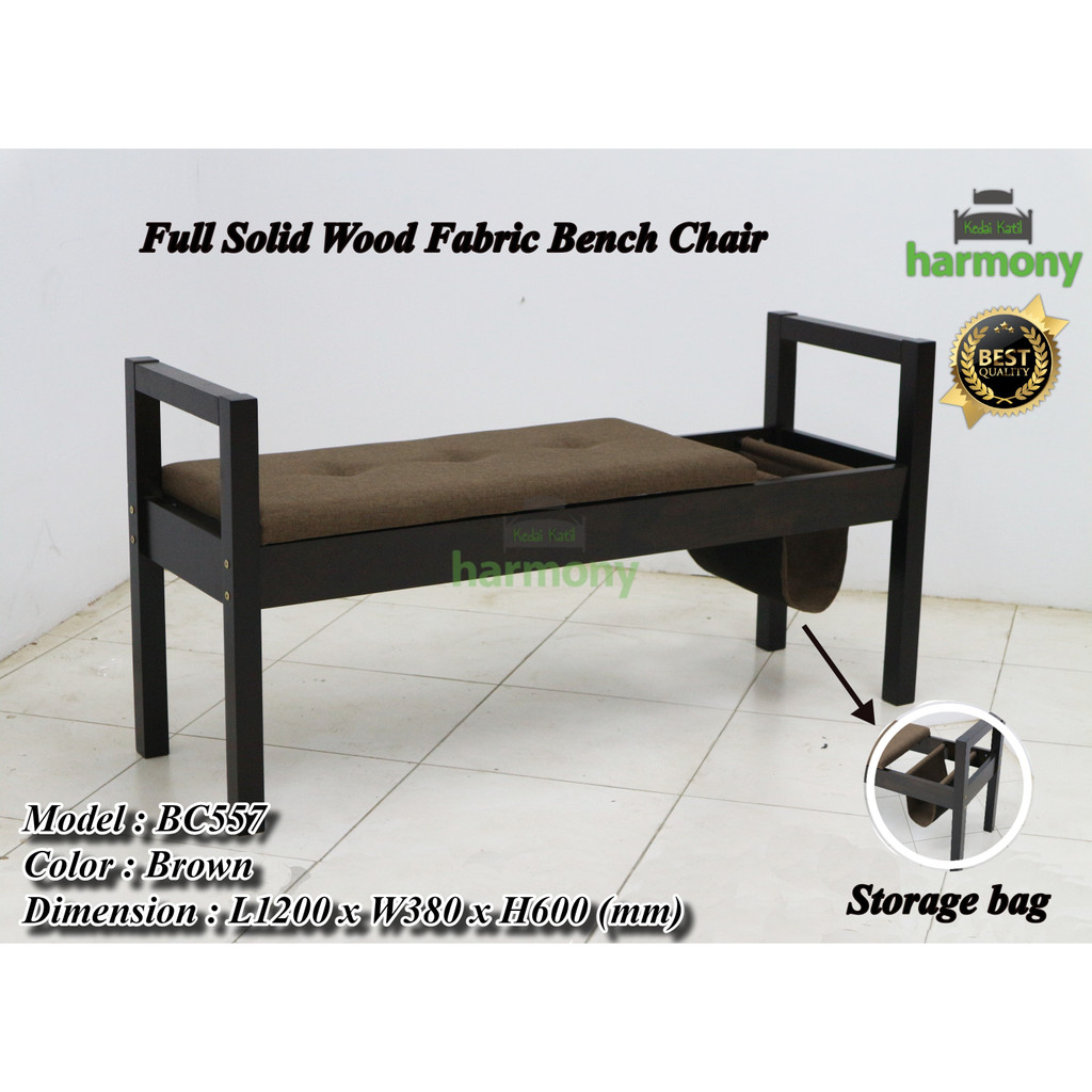 Harmony 4ft Fabric Seater Wooden Bench Chair / Kerusi Kayu Getah ...