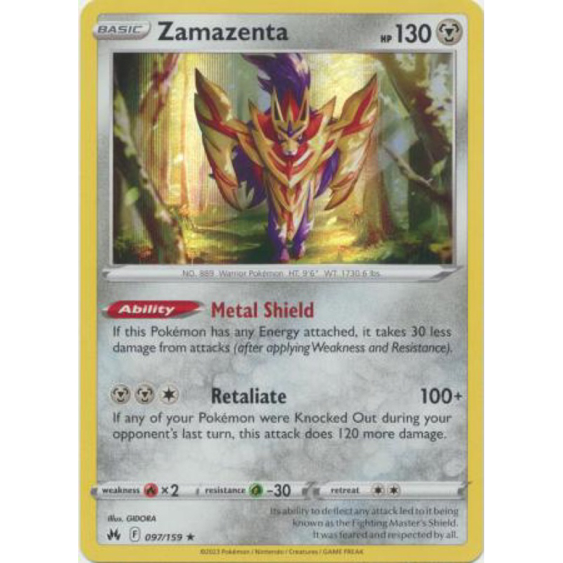 Pokemon TCG / Zamazenta - 097/159 - Holo Rare Crown Zenith Singles ...