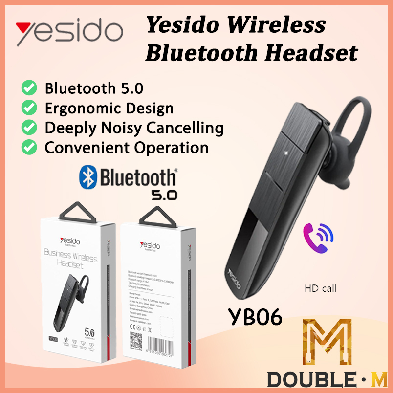 YESIDO YB06 Bluetooth 5.0 Earphone Business Rotary Ear Hook Single Ear Headphone - Black ...
