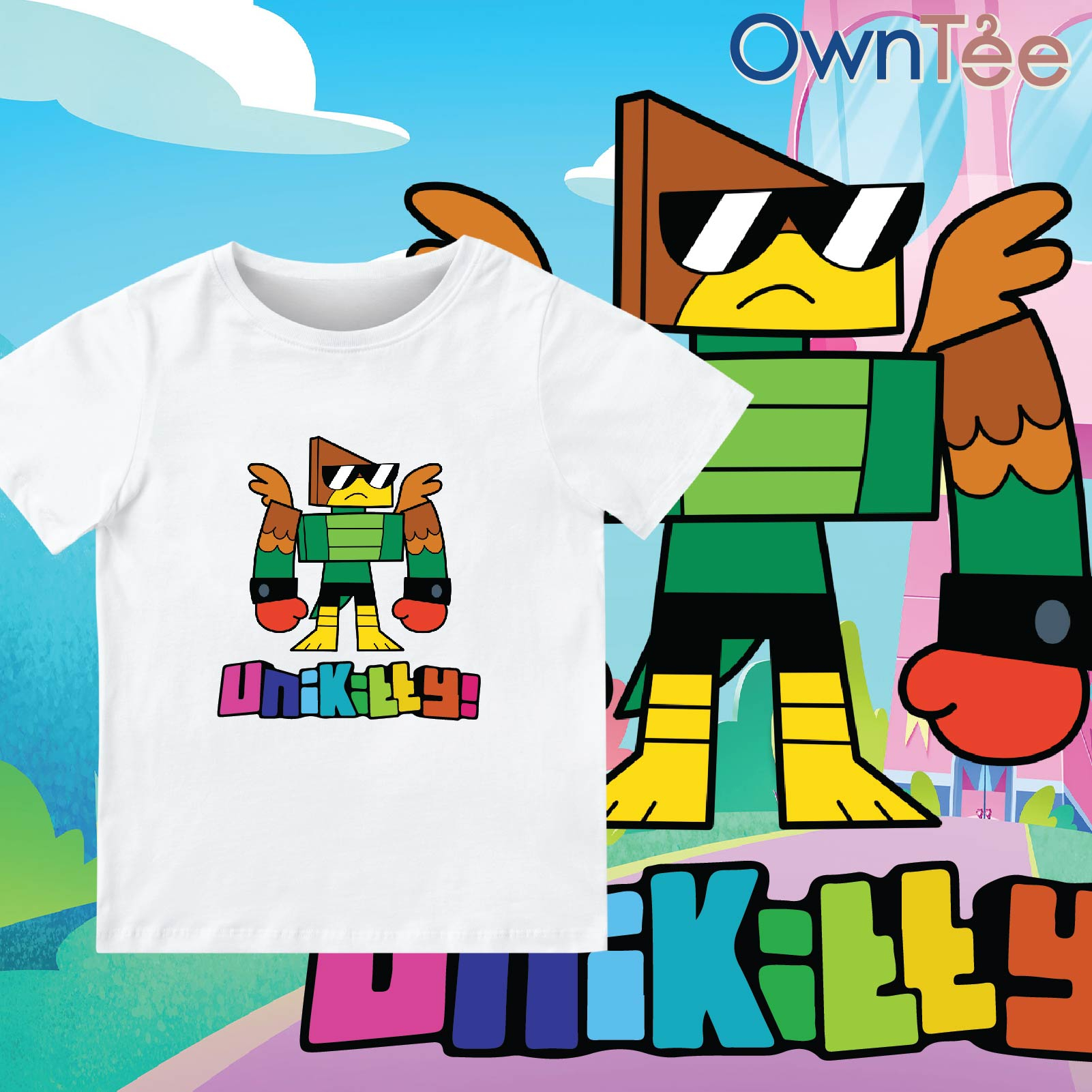 UniKitty 01 Kids Tshirt 100% Cotton Round Neck Short Sleeve Unisex ...
