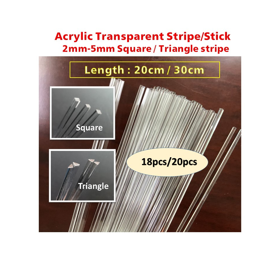 Transparent acrylic stick/strip-20cm length-20pcs-Triangle/Square -cake ...