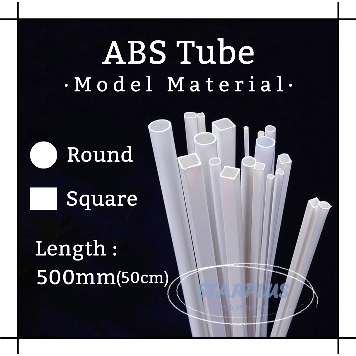 (Starplus) Model Material PVC Tube | ABS Tube | PVC Pipe Tube*Round/Square* - 500mm(length ...
