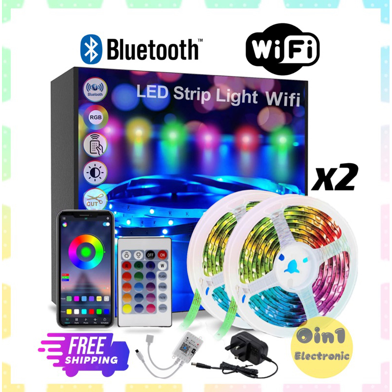 Wifi LED Strip Lights,(5m x 2Pcs) WiFi Led Light Strip 5050 RGB Led ...