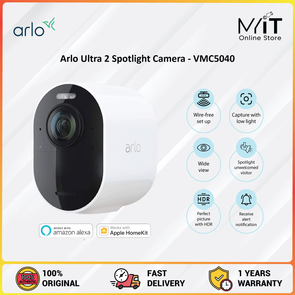 Arlo Ultra 2 Spotlight Camera Wireless Security, 4K Video & HDR, Color Night Vision, Wire-Free ...