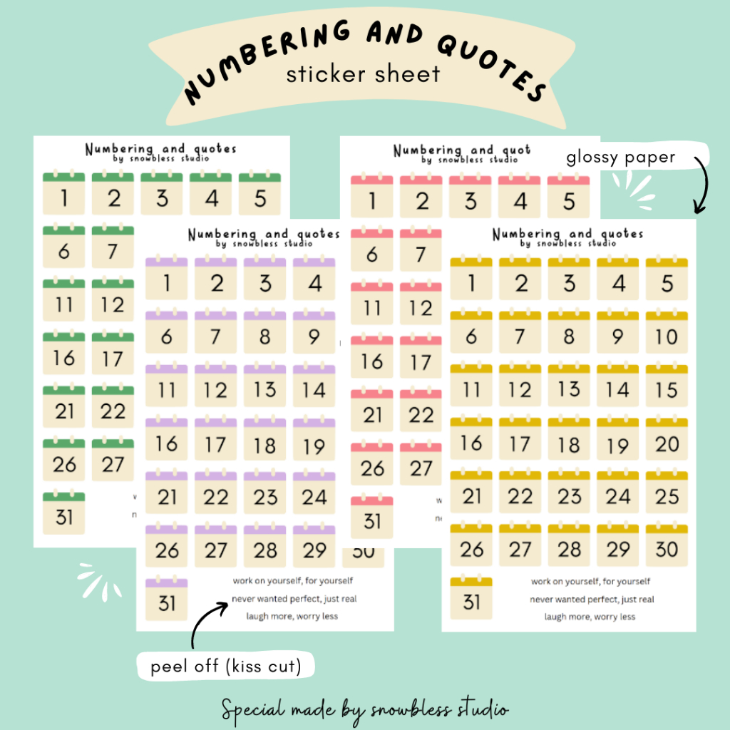 READY STOCK numbering and quotes sticker sheet | Shopee Malaysia
