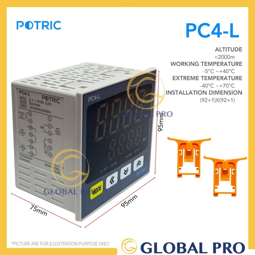POTRIC PC4-S / PC4-M / PC4-H / PC4-L Multi Range Digital Temperature ...