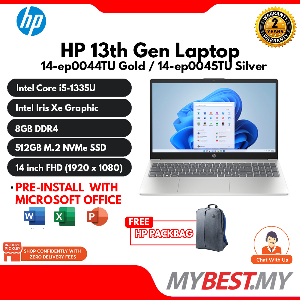 HP 13th Gen 14-EP0044TU / 14-EP0045TU Laptop (Intel i5-1335U/8GB /512GB ...