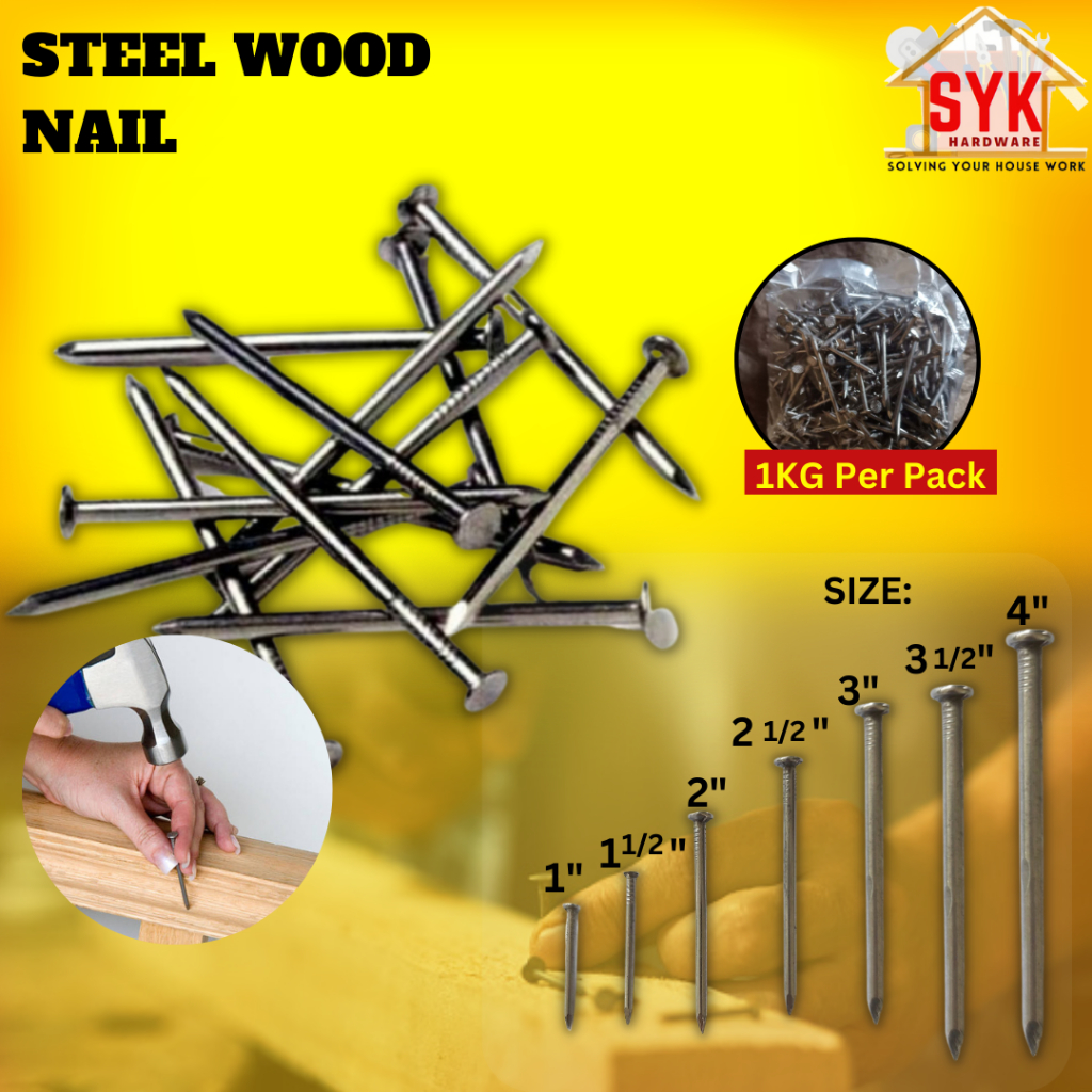 SYK Steel Wood Nail PlyWood Soft Board Wood Working Nails Construction ...