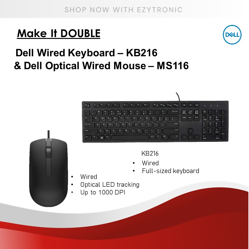 Dell KB216 & MS116 - Wired Keyboard & Optical Wired Mouse [ Save Up RM 8 ] | Shopee Malaysia