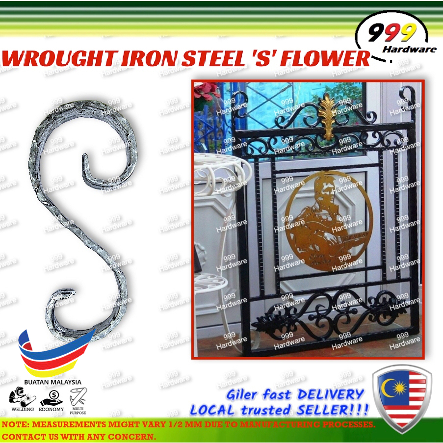 999 WROUGHT IRON S 6" x 3" STEEL FLOWER / PAGAR S BUNGA / WROUGHT IRON ...