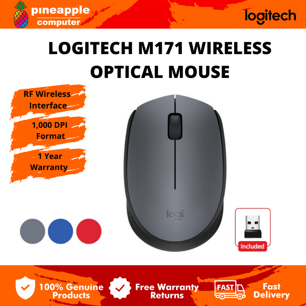 Logitech M171 Wireless Optical Mouse - Blue/Red/Grey | Shopee Malaysia