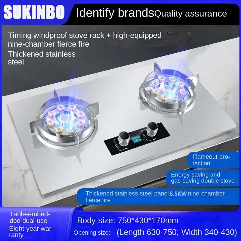 SUKINBO 304 Stainless Steel Build-in/Tabletop 9 Lotus Flame Burner Led ...