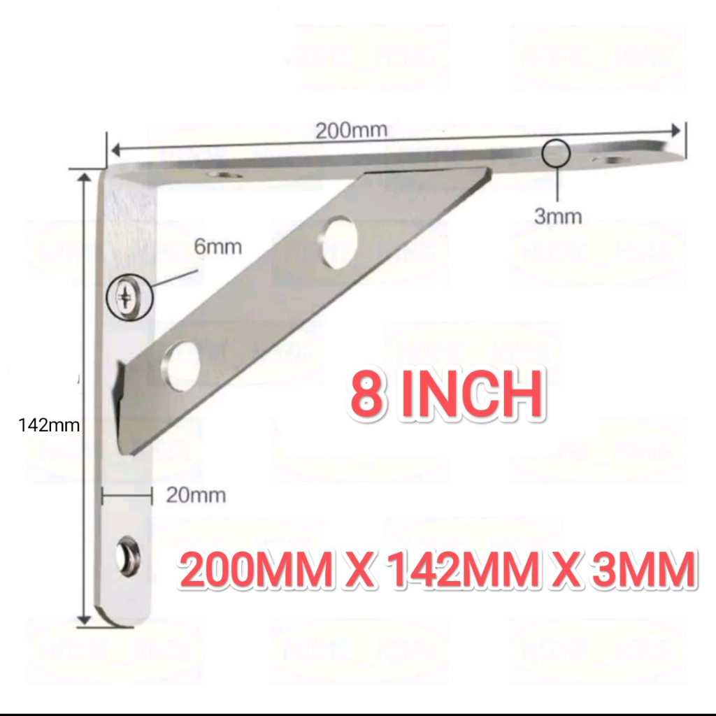 1 PCS L shape Bracket Wall Heavy Duty Stainless Steel 304 Besi Rak ...