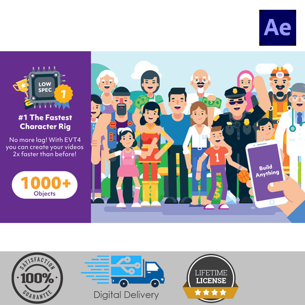 AE script: 1000+ MG cartoon character icon scene animation flat element toolkit (Explainer Video ...