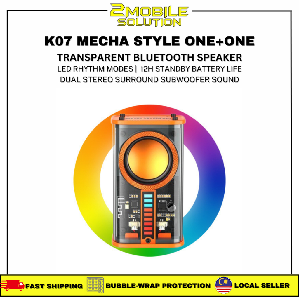K07 MECHA Bluetooth Transparent Speaker 【LED Rhythm Modes | Dual Stereo ...