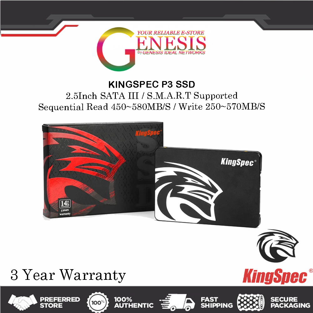 [ NEW RELIABLE SSD ] KINGSPEC P3 SERIES 2.5 INCH SATA III INTERNAL SSD- 128GB/256GB/512GB/1TB ...