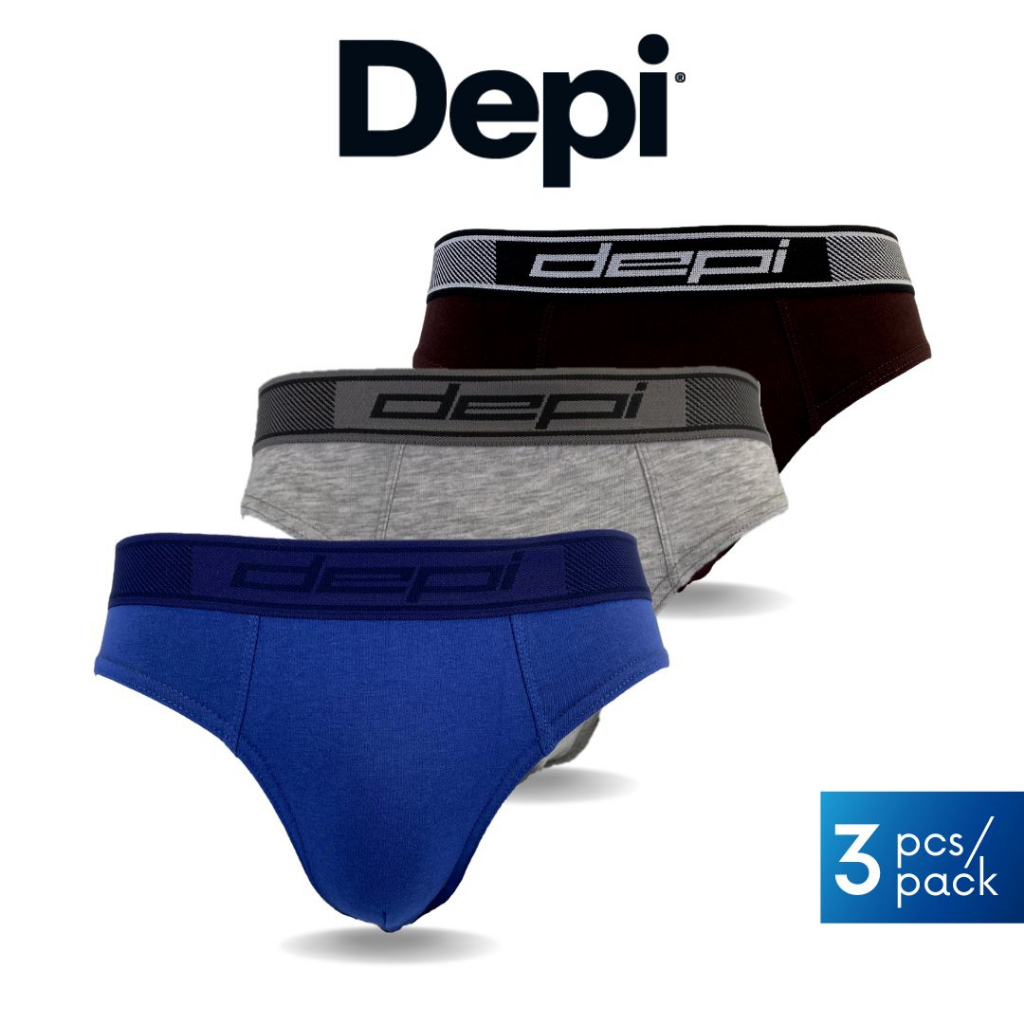 (3 Pcs) Depi Men’s Brief Underwear | Premium Cotton Stretch | Soft ...