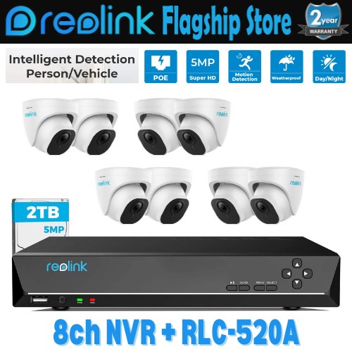 Reolink 8ch PoE NVR Camera System Bullet Outdoor HD Video Surveillance ...