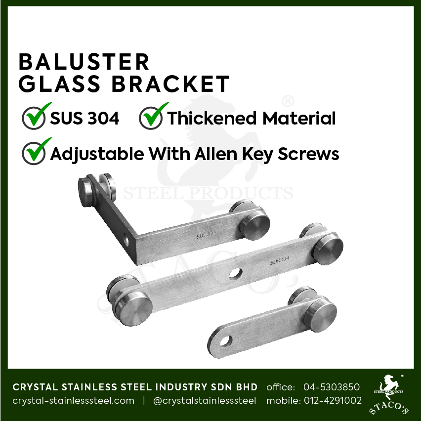 STACOS Stainless Steel 304 Balustrade Glass Bracket Baluster Railing ...