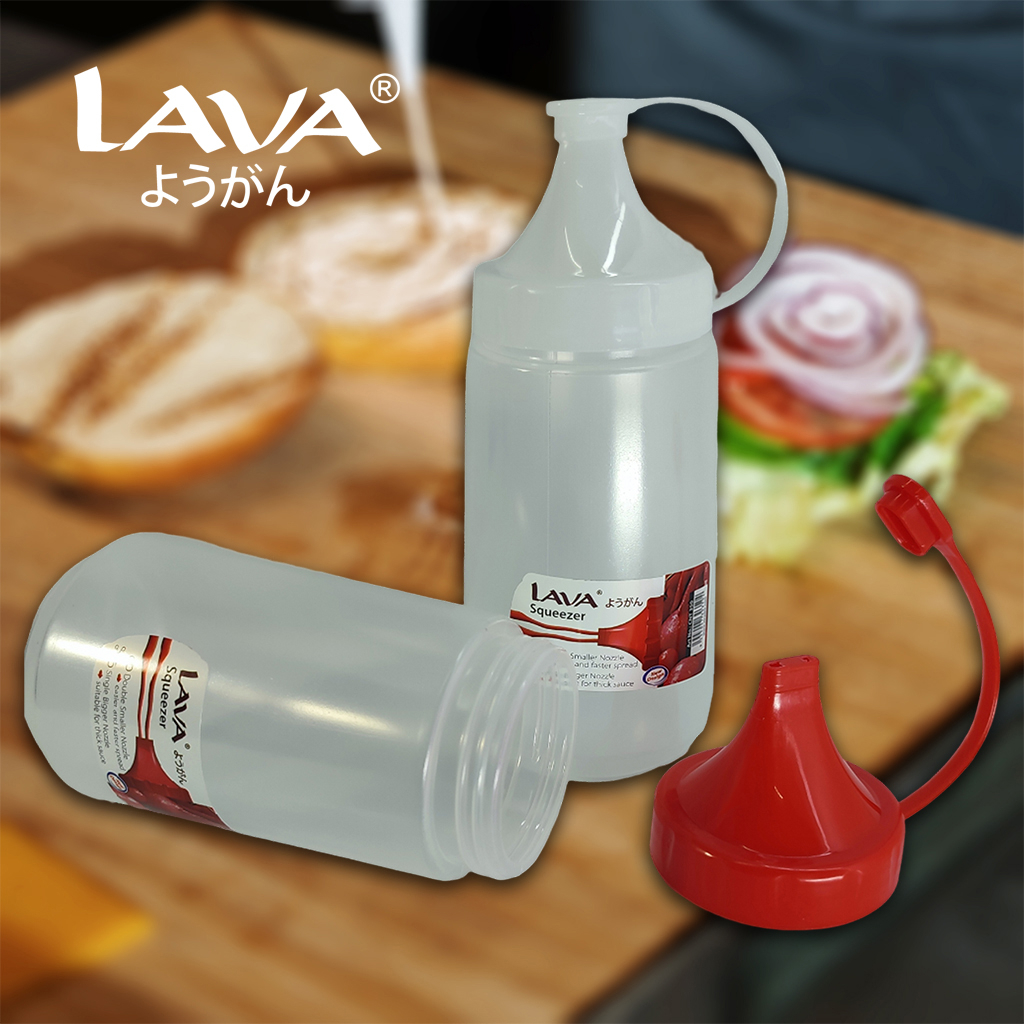 LAVA Multipurpose Sauce Squeezer Bottle Container Flat Nozzle Twin Hole ...