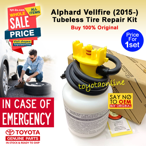 Toyota Original Tubeless Tire Repair Kit Alphard Vellfire Harrier Voxy (2015-) AGH30 AGH35 GGH30 ...