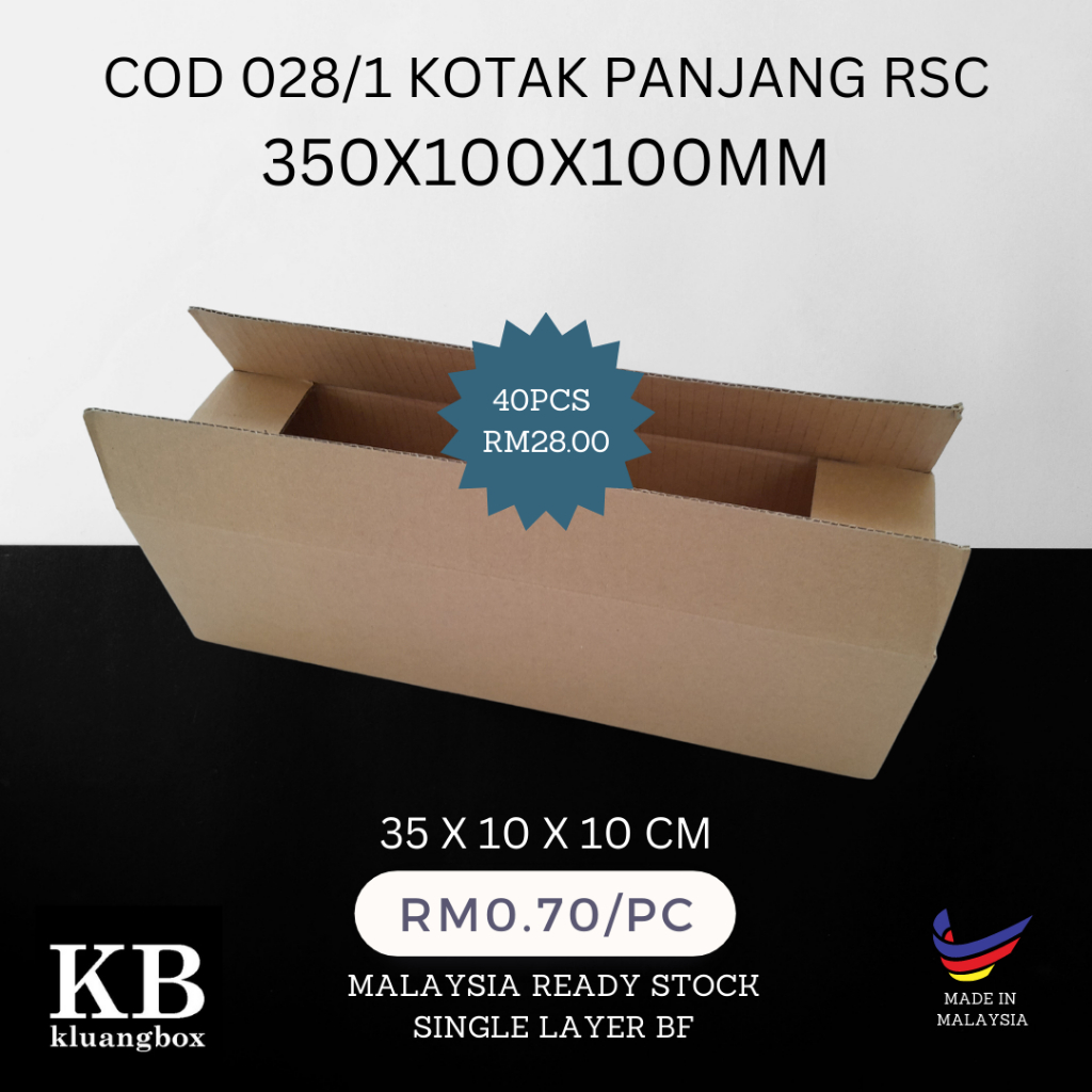 (COD 028/1) Kotak Panjang RSC Single Layer 350x100x100mm(40pcs) | Shopee Malaysia